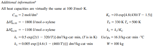 (Multiple reactions with heat effects) Xylene has | Chegg.com
