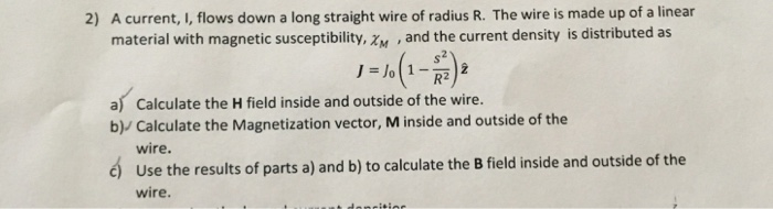 Solved A current, I, flows down a long straight wire of | Chegg.com