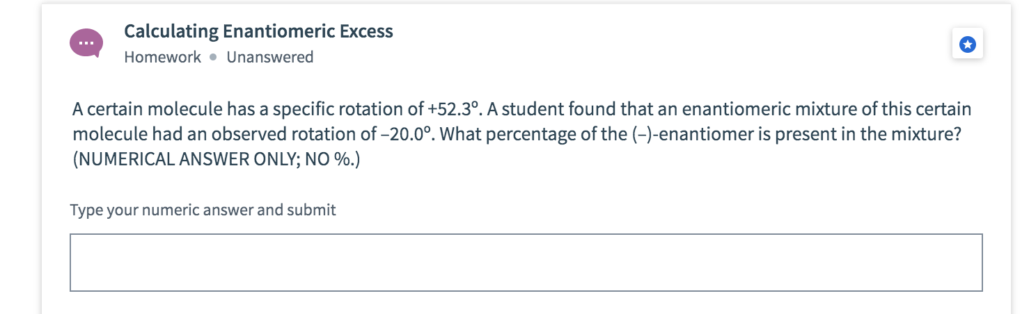 Solved Enantiomeric Excess Homework. Unanswered A glucose | Chegg.com