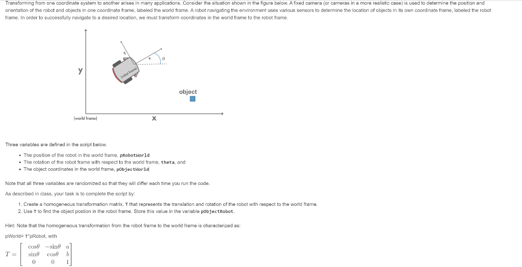 Solved Transforming From One Coordinate System To Another