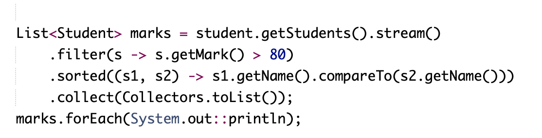 Solved List marks = student. getStudents(). | Chegg.com