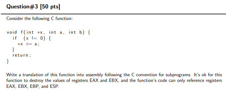Solved Question#3 (50 pts) Consider the following C | Chegg.com