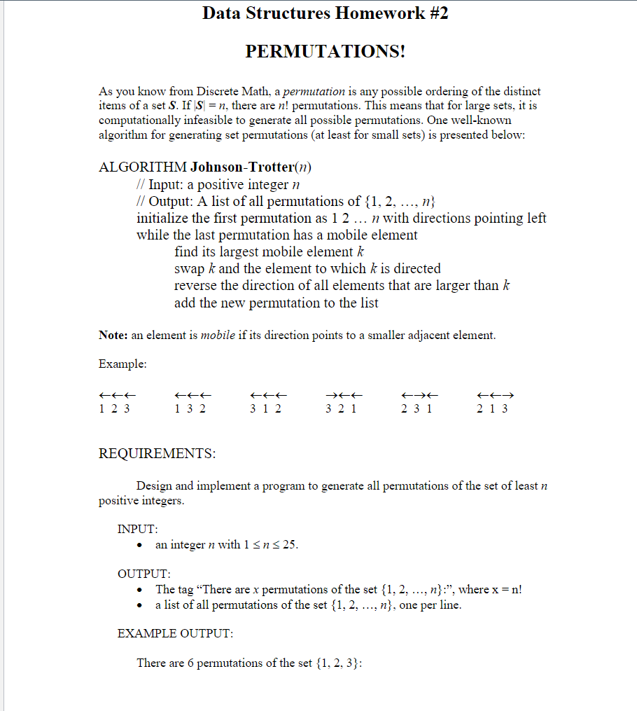 Solved PERMUTATIONS! As you know from Discrete Math, a | Chegg.com