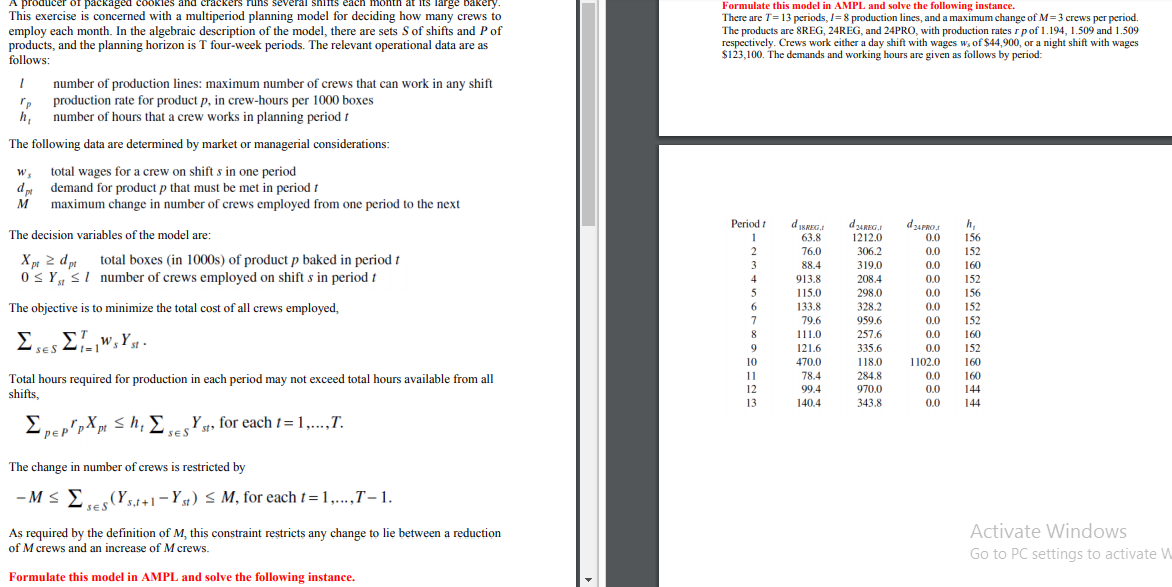 could you solve this question by AMPL as soon as | Chegg.com