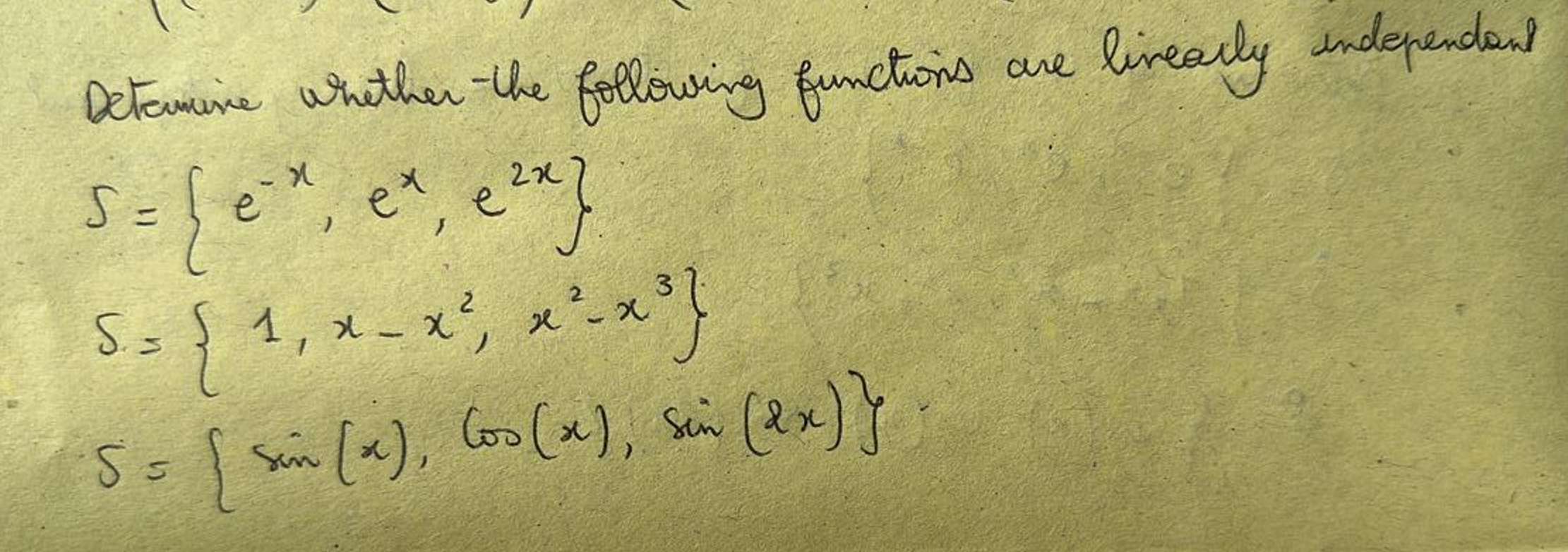 Solved Detemine whether the following functions are linearly | Chegg.com