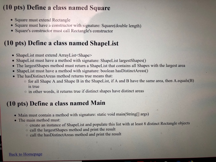 Solved (10 pts) Define a class named Square Square must | Chegg.com