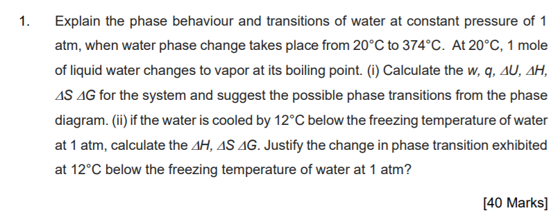 Solved 1. Explain the phase behaviour and transitions of | Chegg.com