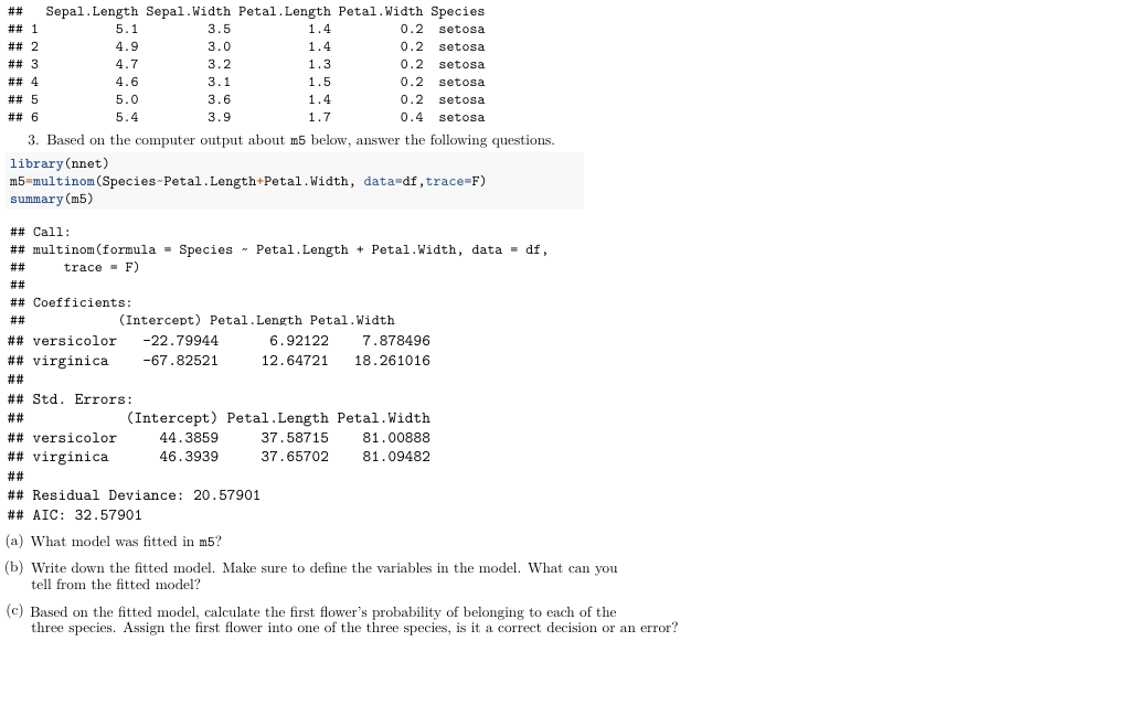 Solved Show me the steps to solve(a) ﻿What model was fitted | Chegg.com