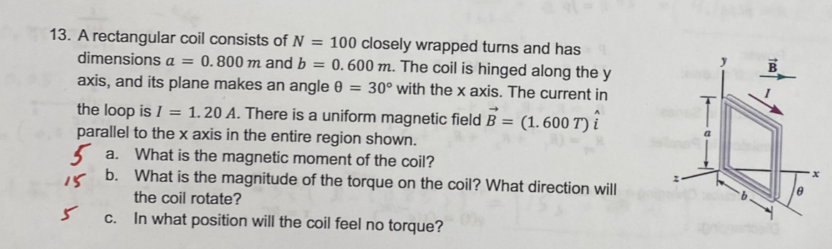 Solved 13. A rectangular coil consists of N=100 closely | Chegg.com