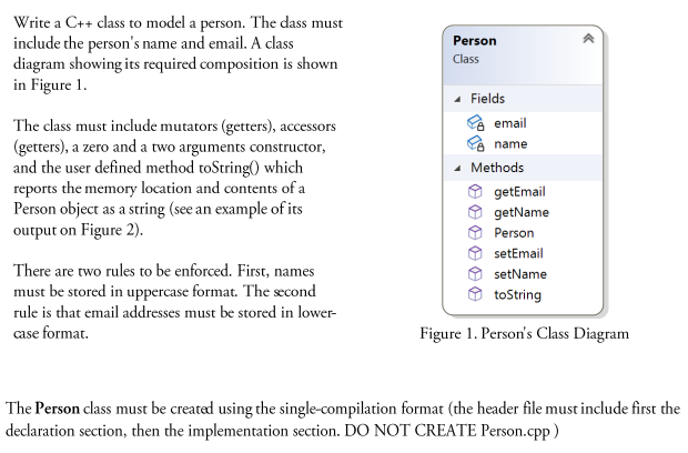 Solved Write a C++class to model a person. The dass must | Chegg.com