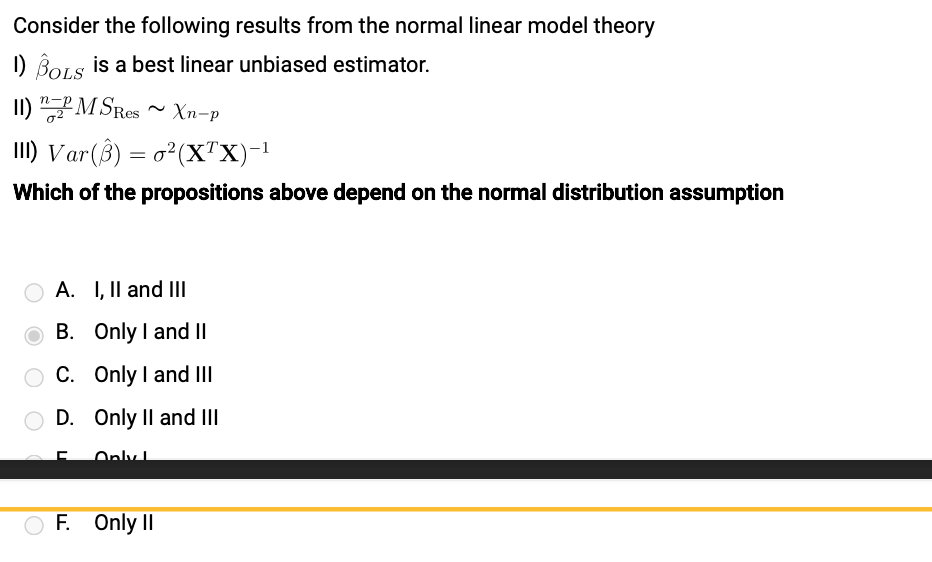 Solved Consider the following results from the normal linear | Chegg.com