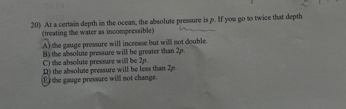 Solved transcribed: At a certain depth in the ocean, the | Chegg.com