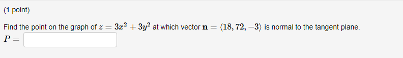 Solved Find the point on the graph of z=3x2+3y2 at which | Chegg.com