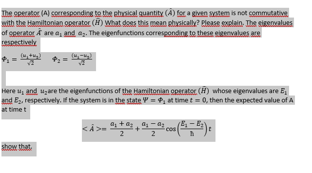 Solved The operator (A) corresponding to the | Chegg.com