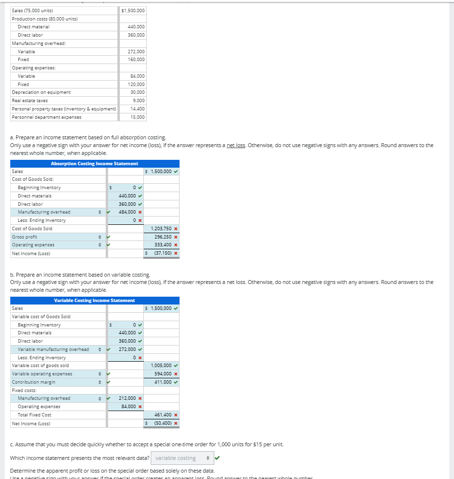 Solved a. ﻿Prepare an income statement based on full | Chegg.com