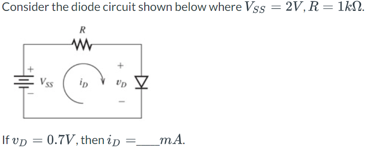Solved Consider the diode circuit shown below where VSS=2 | Chegg.com