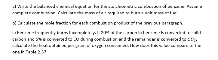 Solved a) Write the balanced chemical equation for the | Chegg.com