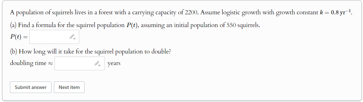 Solved A population of ﻿squirrels lives in ﻿a forest with a | Chegg.com