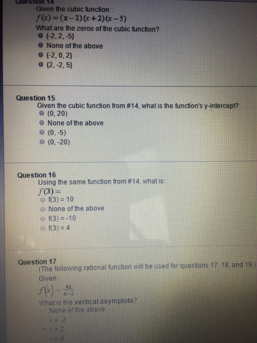 Solved Given the cubic function: f(x) = (x - 2)(x + 2)(x - | Chegg.com