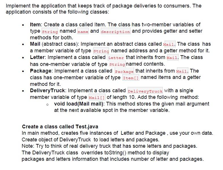 Solved olement the application that keeps track of package | Chegg.com