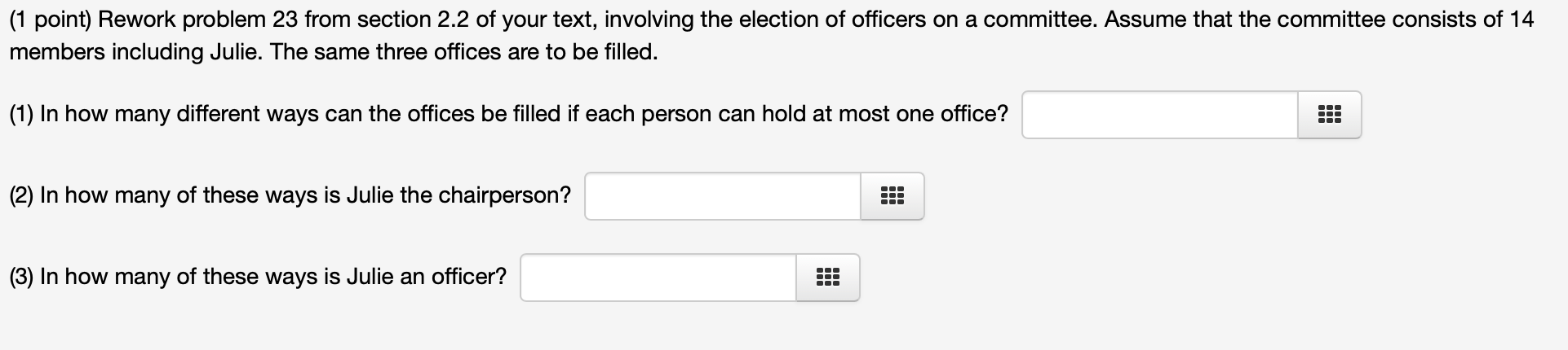 Solved (1 point) Rework problem 23 from section 2.2 of your | Chegg.com