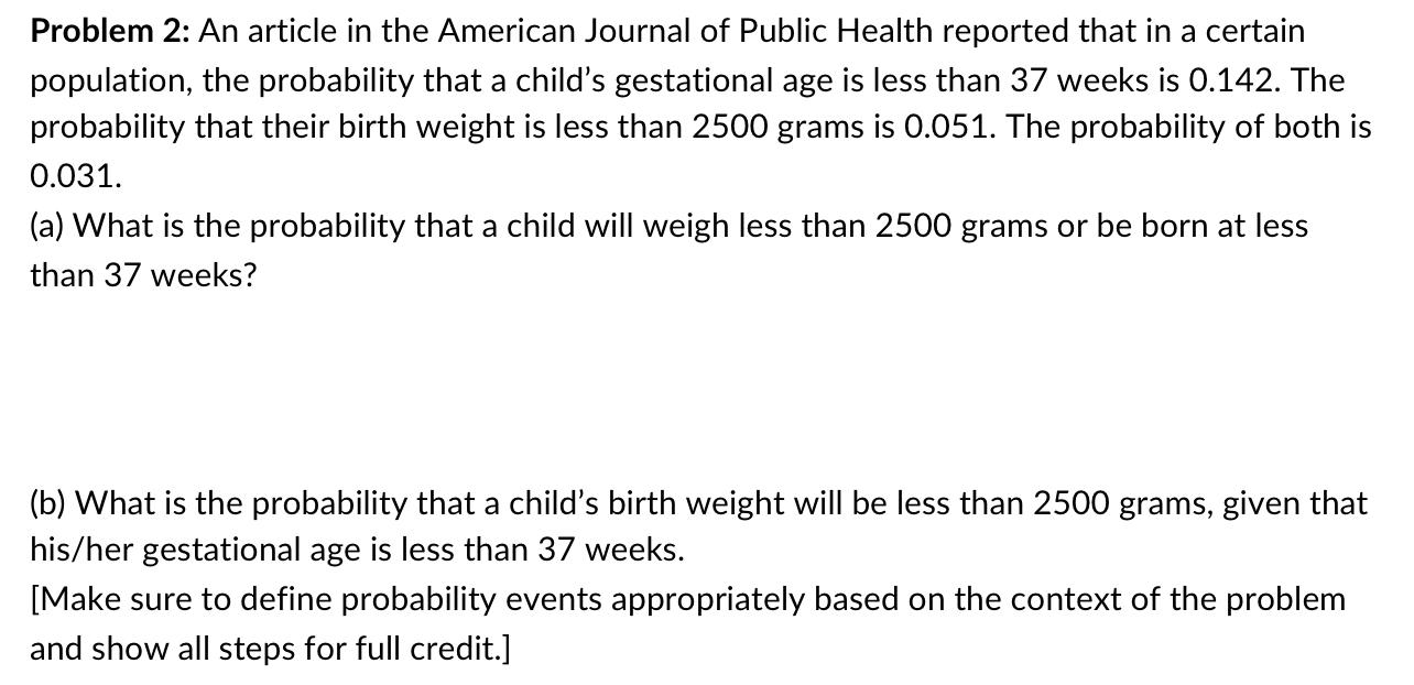 Solved Problem 2: An article in the American Journal of | Chegg.com