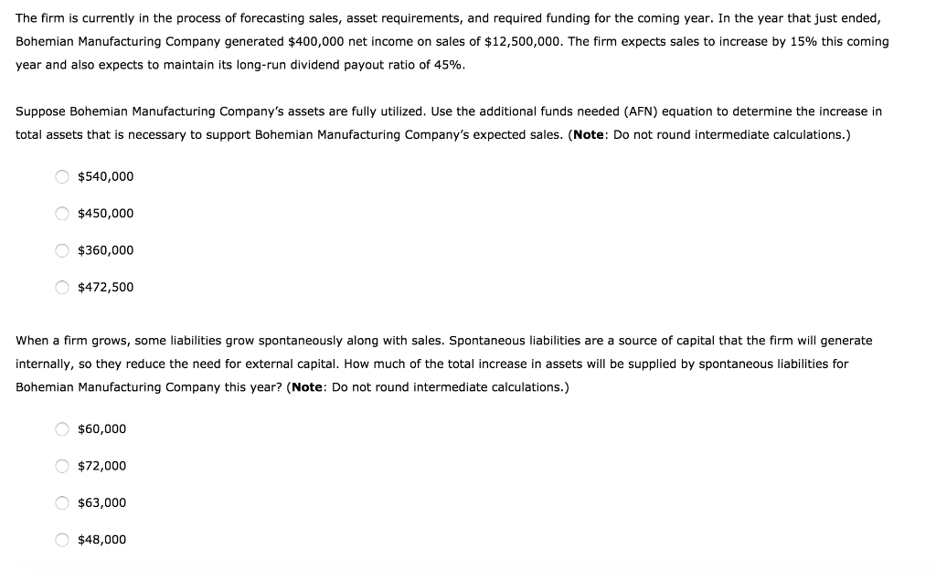 Solved 1. The Additional Funds Needed (AFN) equation | Chegg.com