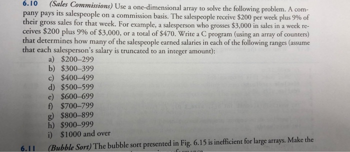 Solved 6.10 (Sales Commissions) Use a one-dimensional array | Chegg.com