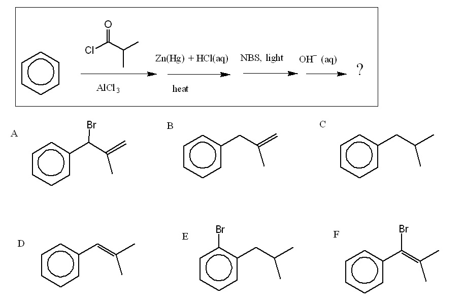 Solved Zn(Hg) + HCl(aq) NBS, light OH (aq) AICI: heat Br of | Chegg.com
