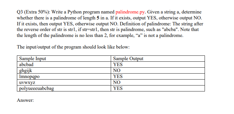 Solved Q3 (Extra 50\%): Write a Python program named | Chegg.com
