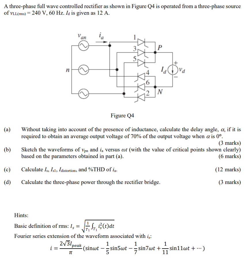 A three-phase full wave controlled rectifier as shown | Chegg.com