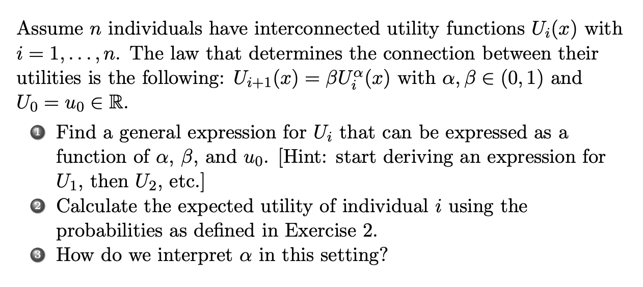 Solved Assume n individuals have interconnected utility | Chegg.com