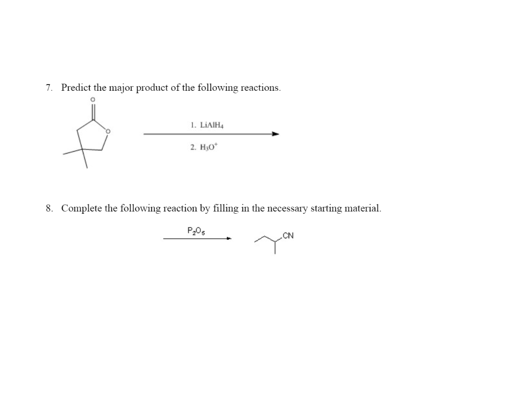 Solved 7. Predict the major product of the following | Chegg.com