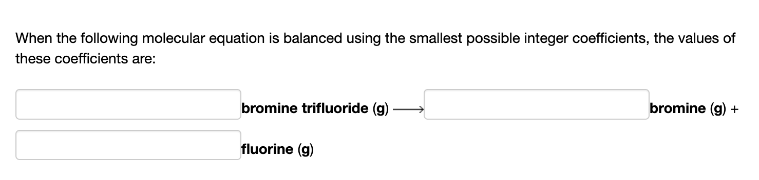 Solved When the following molecular equation is balanced | Chegg.com