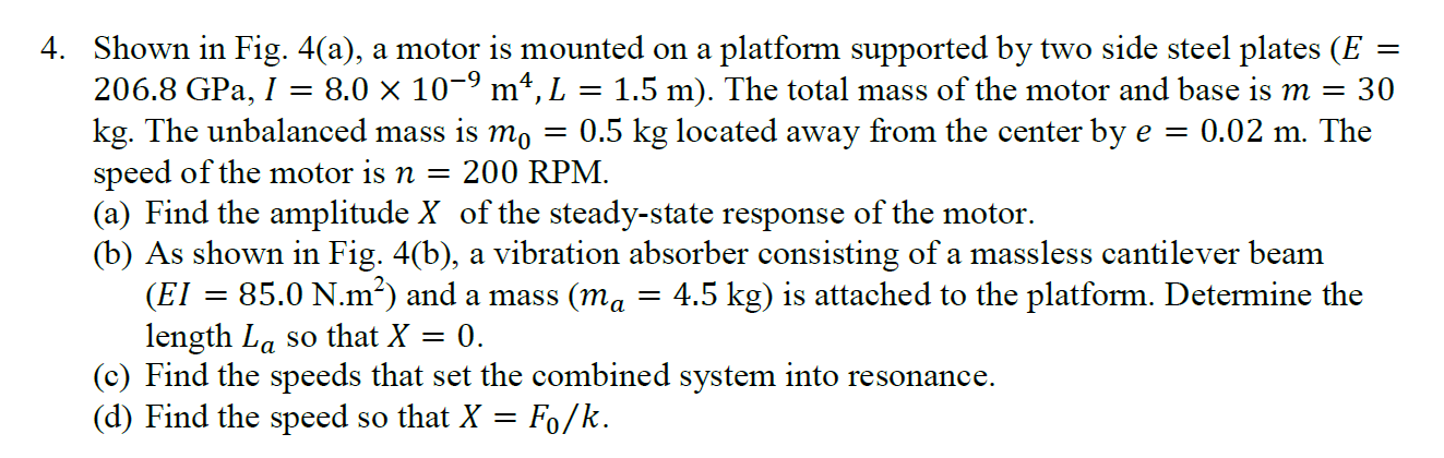 Solved = 4. Shown in Fig. 4(a), a motor is mounted on a | Chegg.com