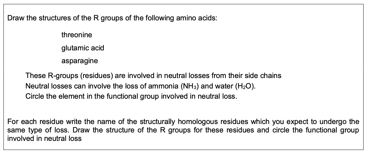 Solved Draw the structures of the R groups of the following | Chegg.com