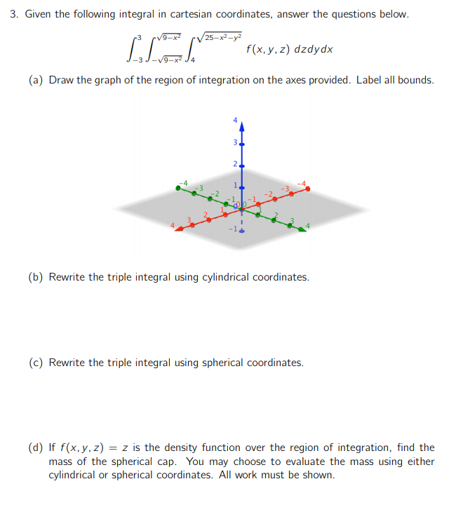 Solved 3. Given the following integral in cartesian | Chegg.com