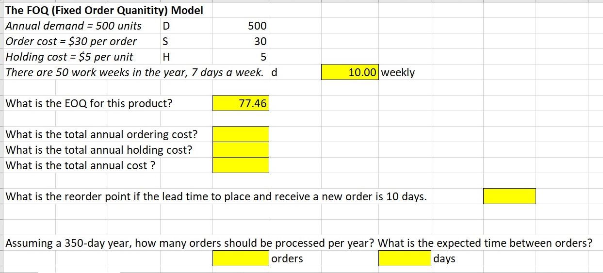 Solved The FOQ (Fixed Order Quanitity) Model Annual demand = | Chegg.com