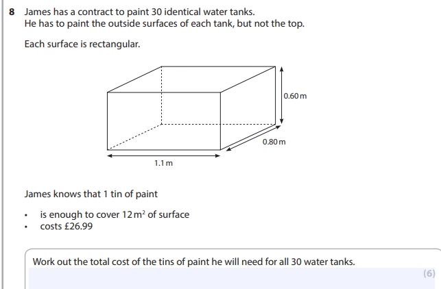 Solved 8 James has a contract to paint 30 identical water | Chegg.com