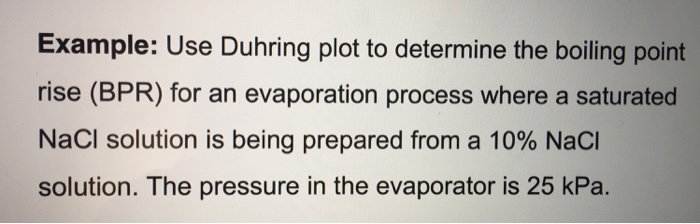 Solved Example: Use Duhring plot to determine the boiling | Chegg.com Solved Example: Use Duhring plot to determine the boiling | Chegg.com