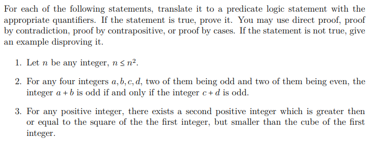 Solved For each of the following statements, translate it to | Chegg.com