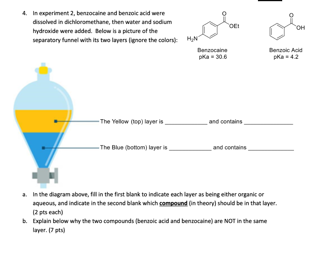 Solved 4. In experiment 2, benzocaine and benzoic acid were | Chegg.com