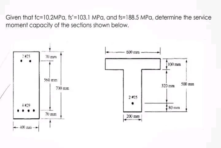 Solved Given that fc=10.2MPa,fs′=103.1MPa, and f=188.5MPa, | Chegg.com