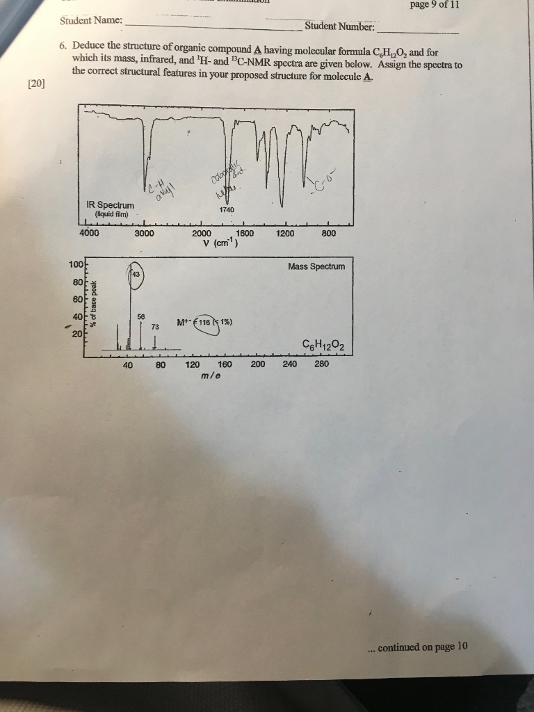 Solved Determine the structure of C6H12O2 using the | Chegg.com