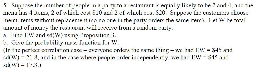 Solved 5. Suppose the number of people in a party to a | Chegg.com