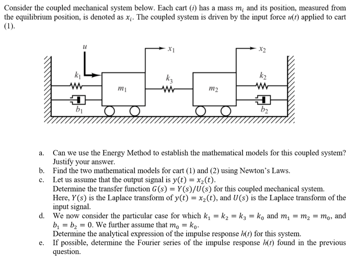 Consider the coupled mechanical system below. Each | Chegg.com