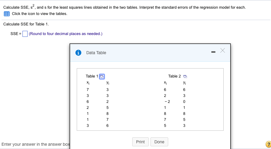 Solved Calculate SSE, s2, and s for the least squares lines | Chegg.com