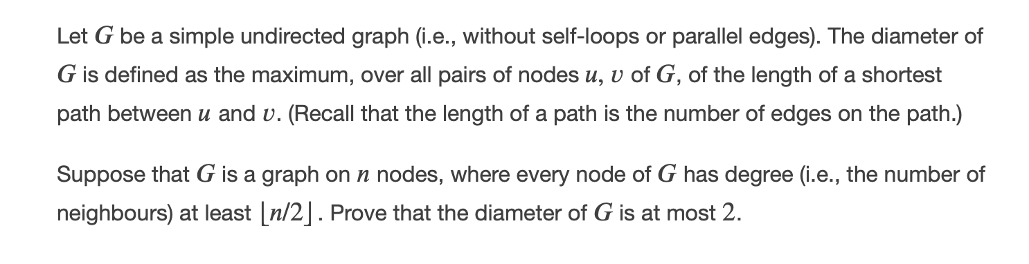 Solved Let G be a simple undirected graph (i.e., without | Chegg.com