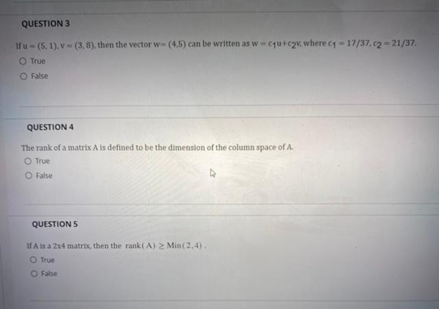 Solved If u=(5,1),v=(3,8), then the vector w=(4,5) can be | Chegg.com