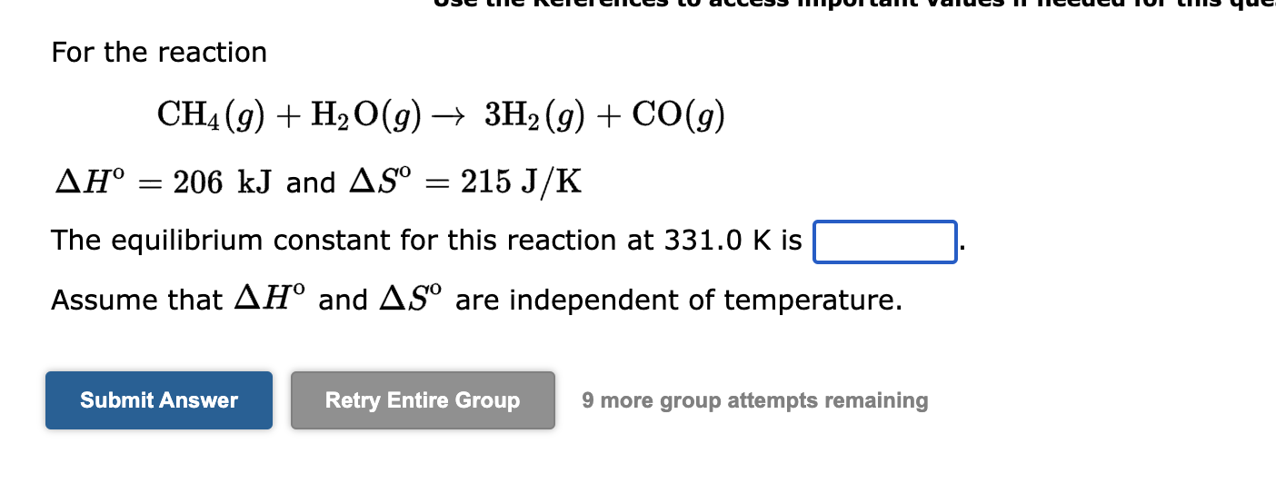 Solved For the reaction ΔHo=CH4(g)+H2O(g)→3H2(g)+CO(g)206 kJ | Chegg.com